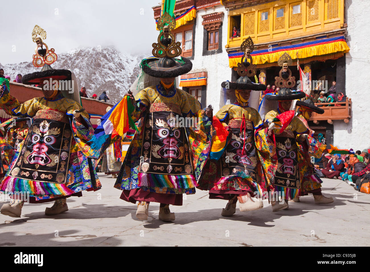 India ladakh likir monks dancing hi-res stock photography and images ...