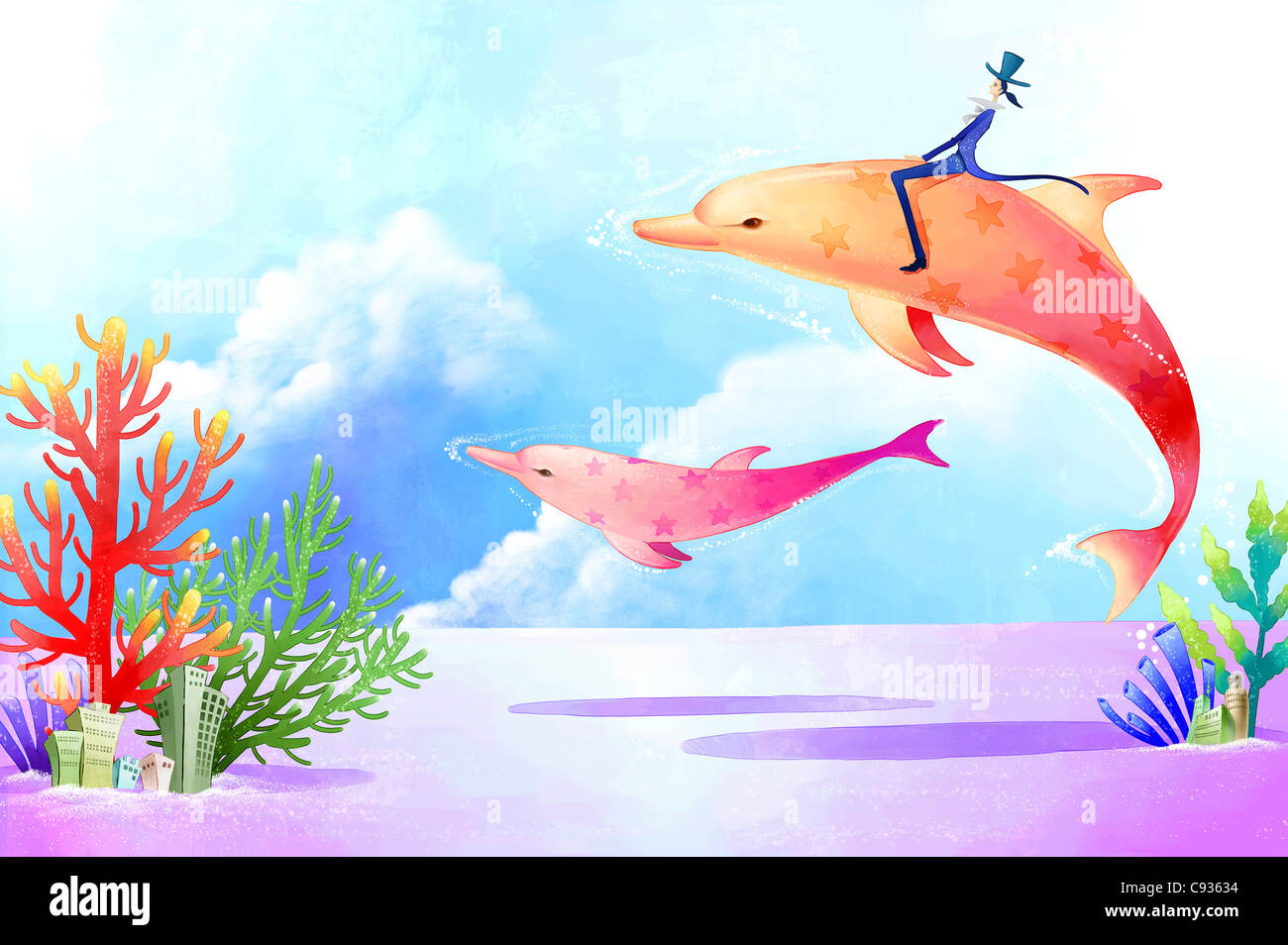 Man riding dolphin hi-res stock photography and images - Alamy