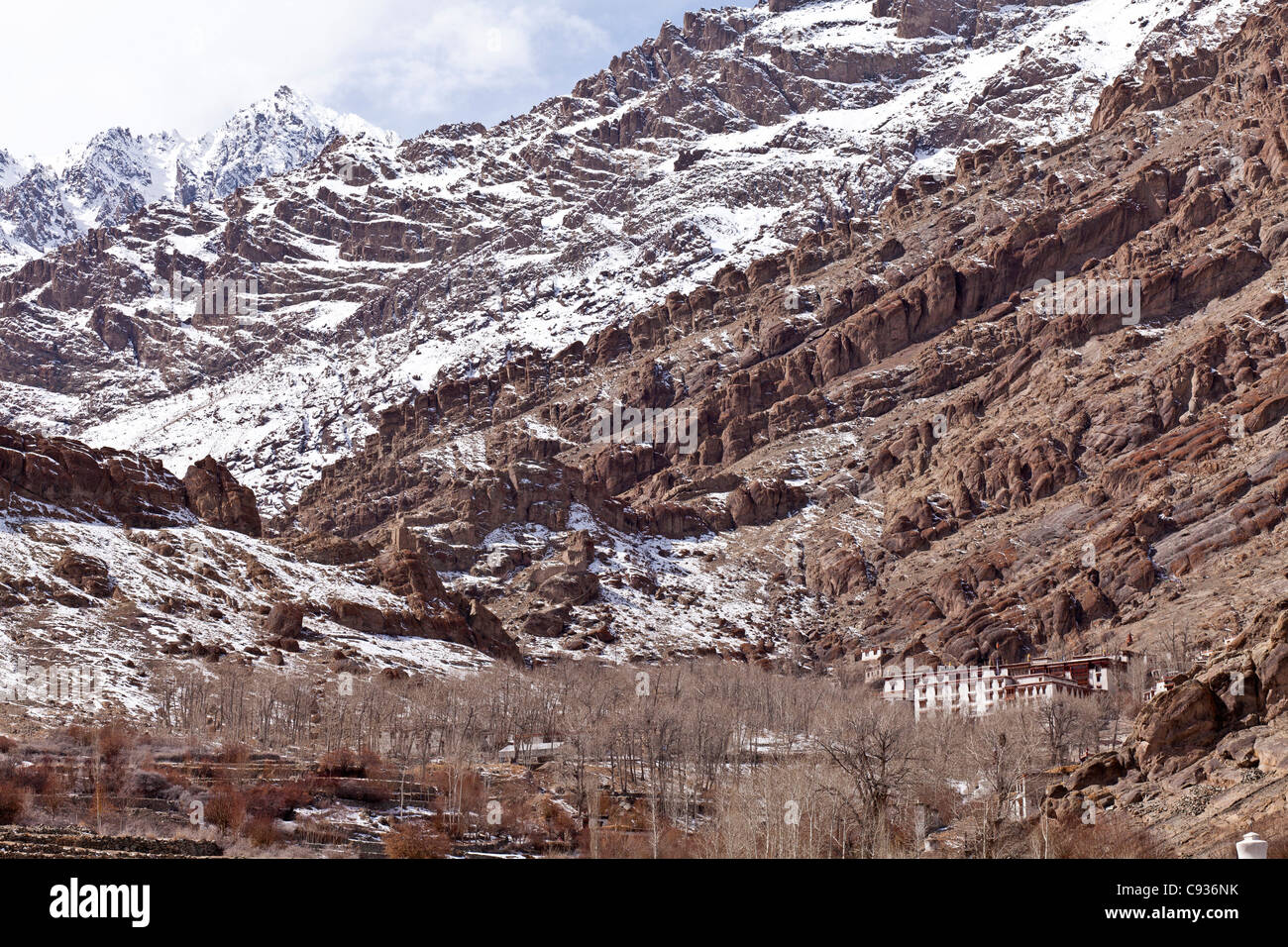 India, Ladakh, Hemis. Hemis Monastery, tucked away into the mountains ...