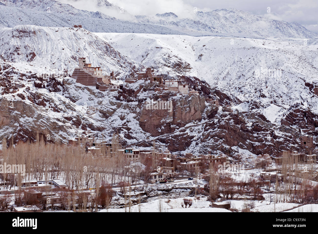 India, Ladakh, Basgo. The ancient fort at Basgo, at one time capital of ...