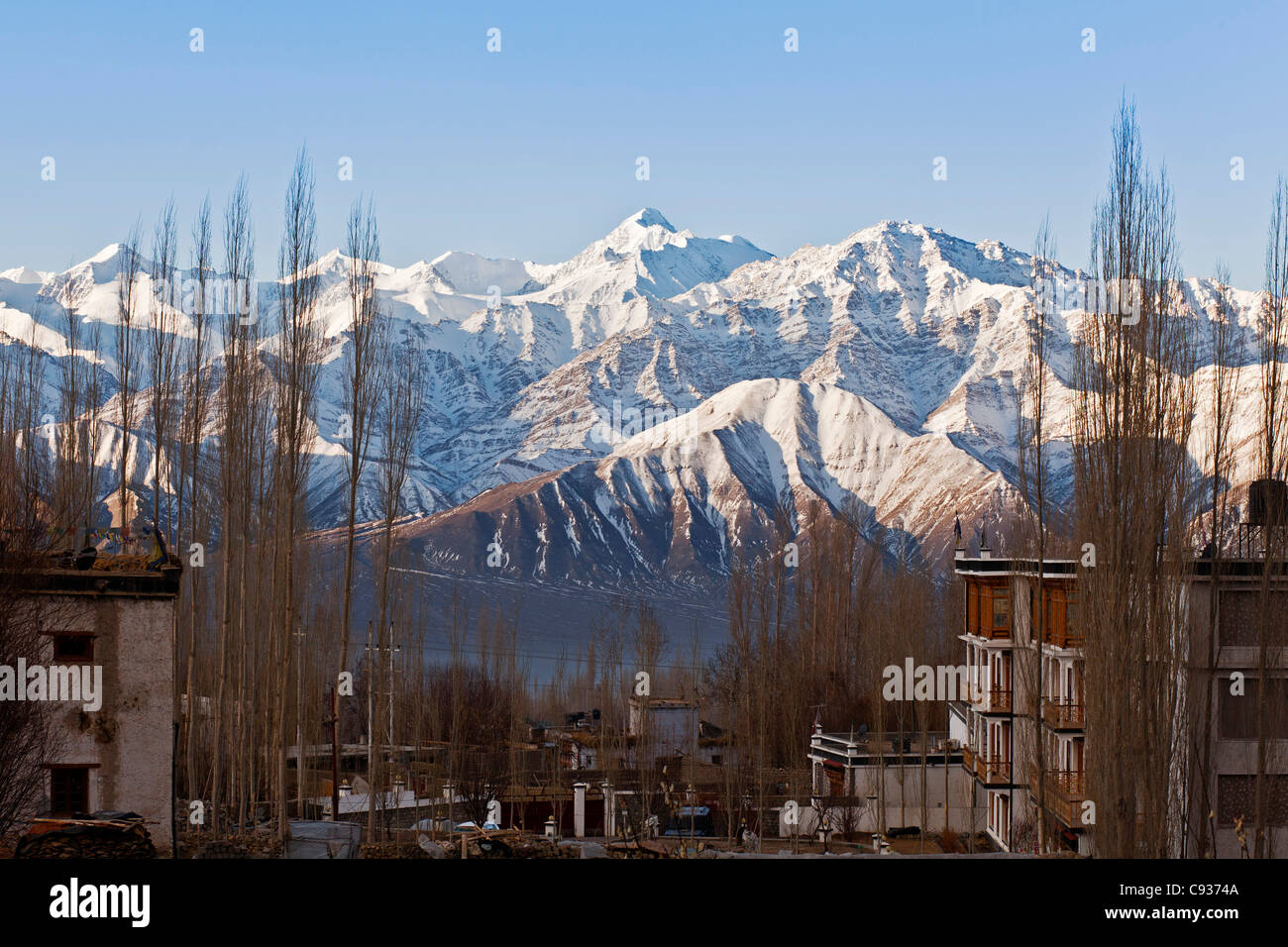 India, Ladakh, Leh. Stok Kangri Peak from Leh. Stok Kangri is the ...