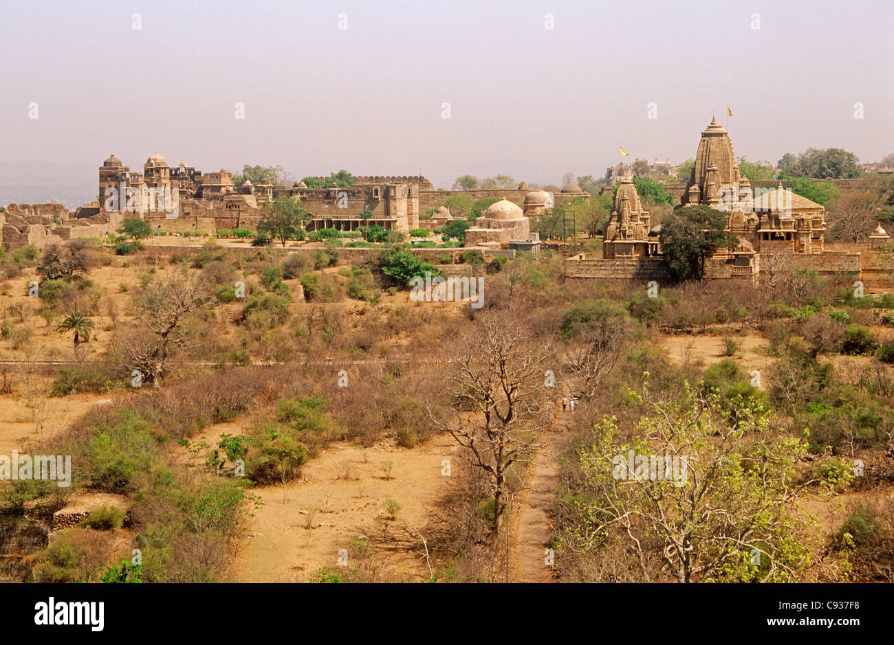 India, Rajasthan, Chittorgarh. A view over Chittorgarh Fort from the ...
