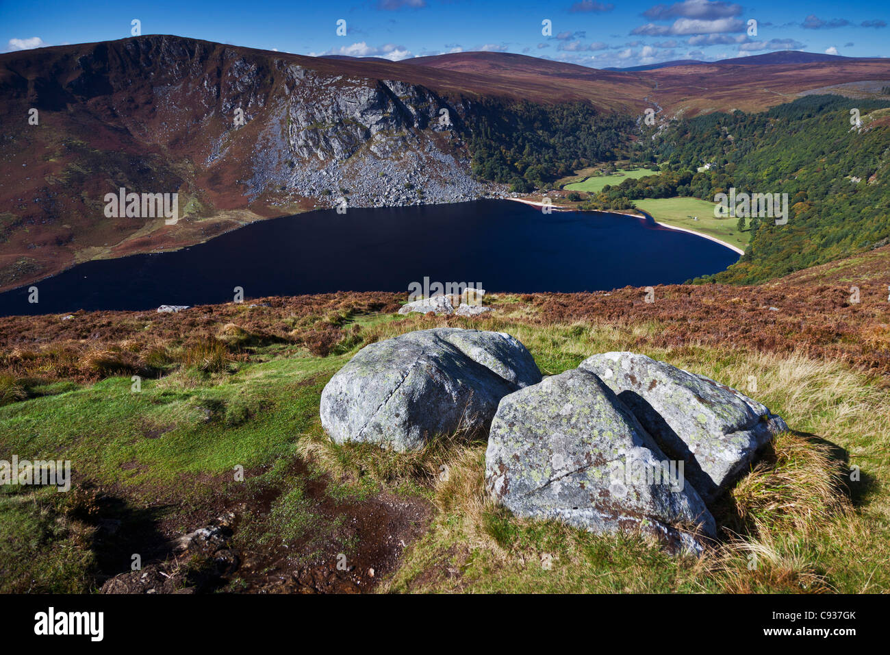 Ireland, Co. Wicklow, Luggala, Lough Tay, view looking towards, Luggala ...