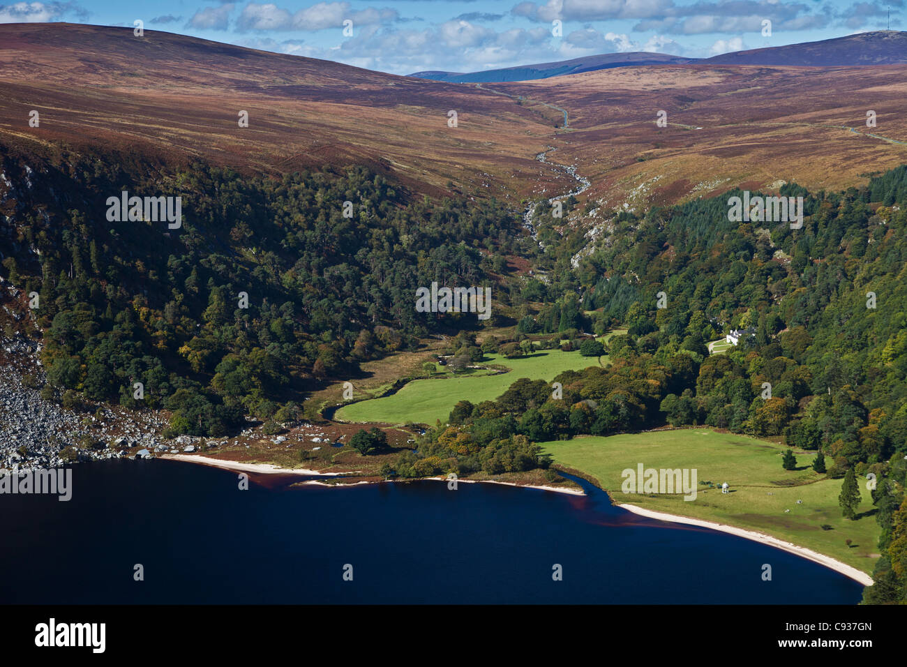 Ireland, Co. Wicklow, Luggala, Lough Tay, view looking towards the ...