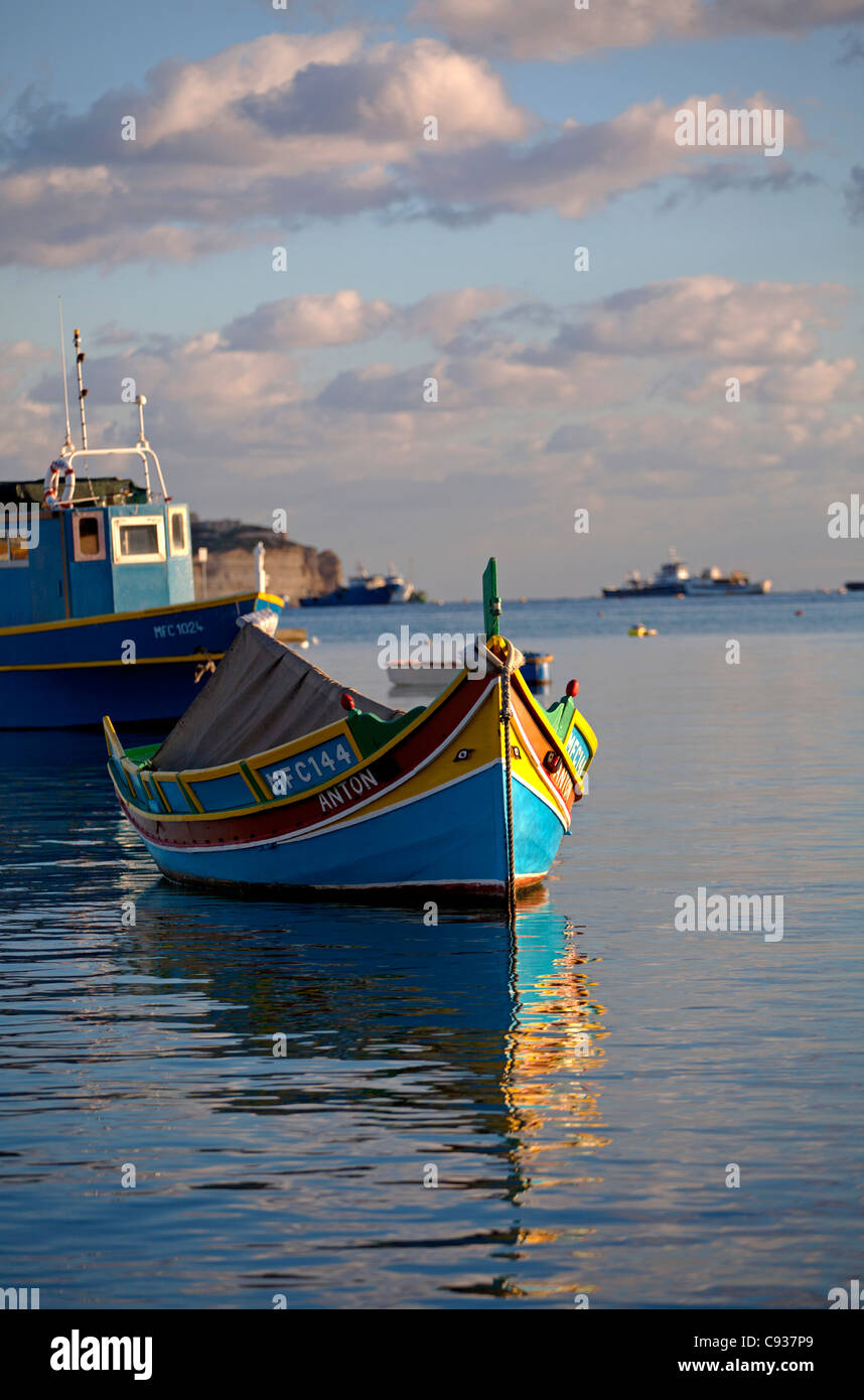 Malta, Europe; Colourful traditional Maltese boats known locally as ...