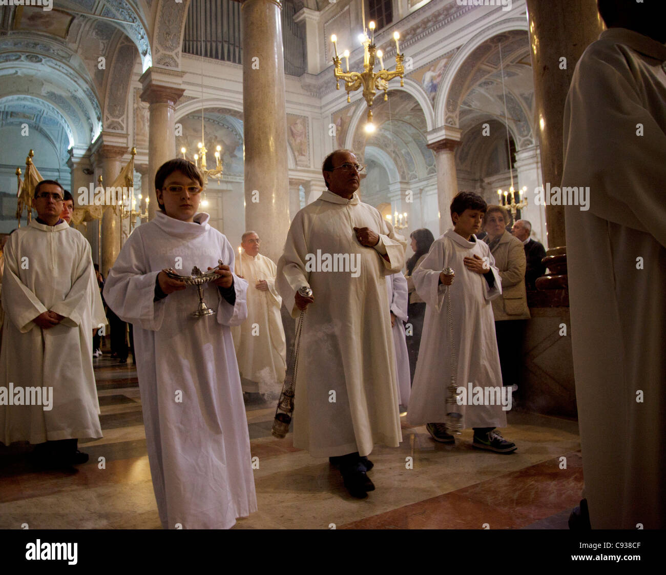 Sicily, Italy, Western Europe; Easter Saturday ceremony at Trapani ...