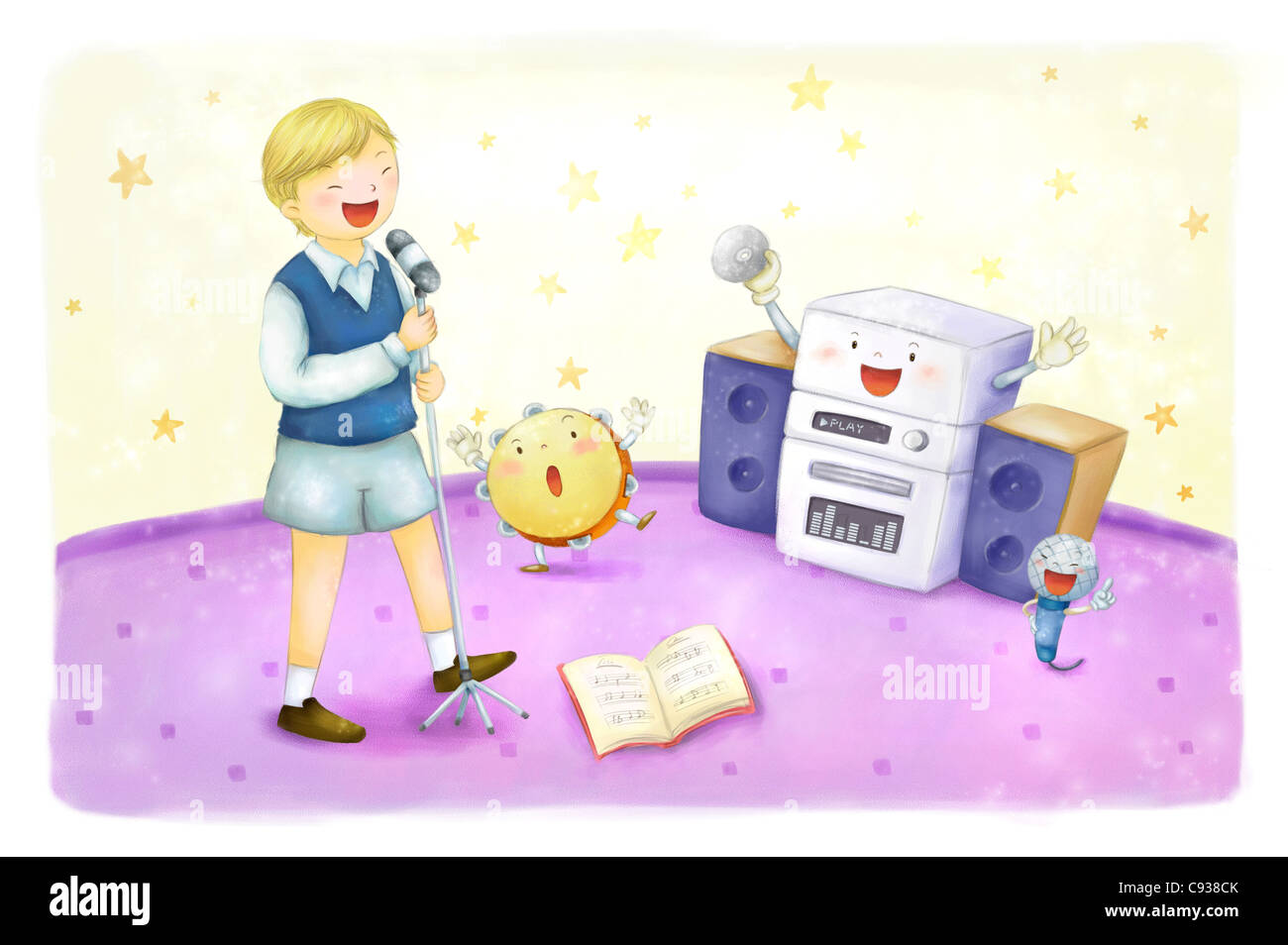 Young boy singing a song Stock Photo - Alamy