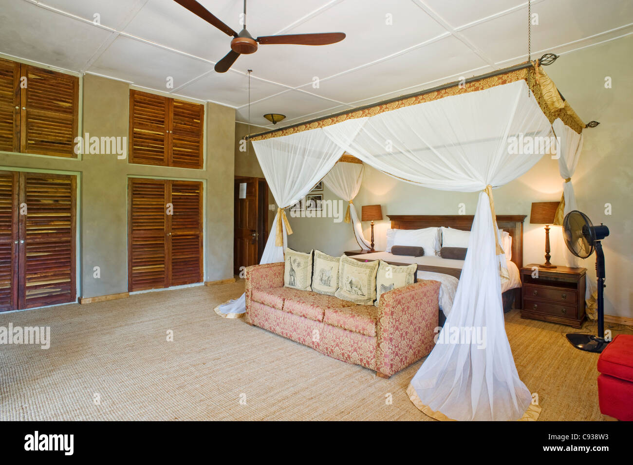 Malawi, Thyolo, Satemwa Tea Estate. Luxurious guest bedroom at ...