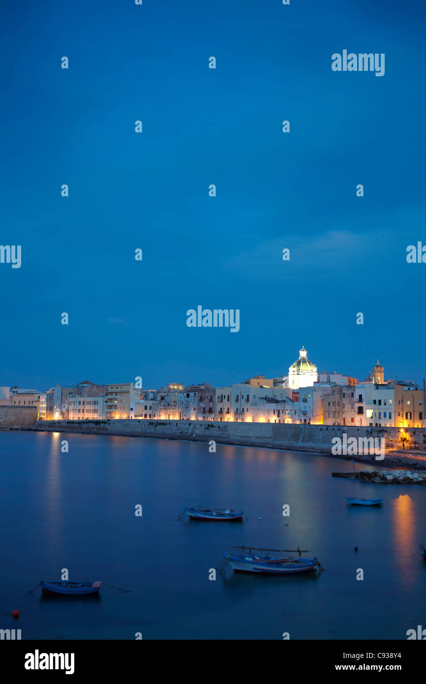 Sicily, Italy, Western Europe; Boats in the fishing port of Trapani ...
