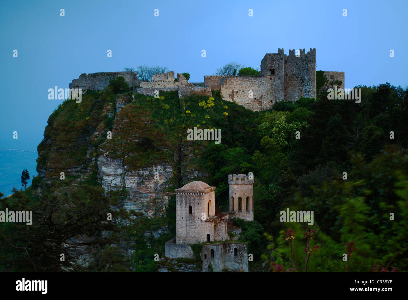 Sicily, Italy, The Norman Castle with Medieval towers on top of the ...
