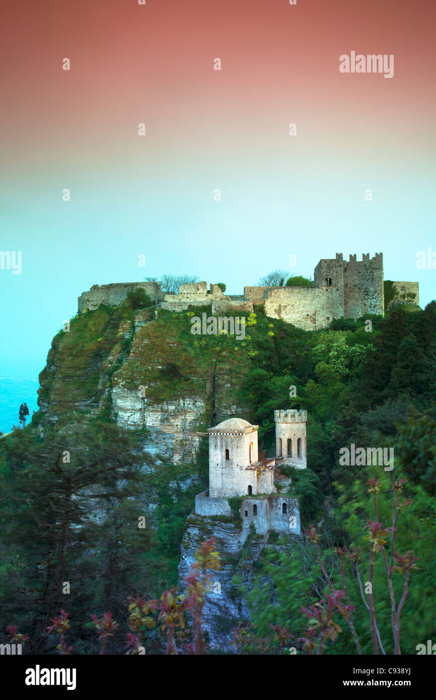 Sicily, Italy, The Norman Castle with Medieval towers on top of the ...