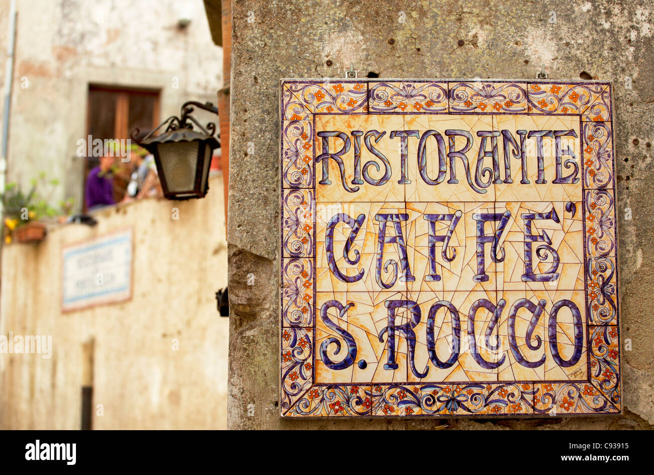 Sicily, Italy, Western Europe; Sign for a coffee shop - Erice Stock ...