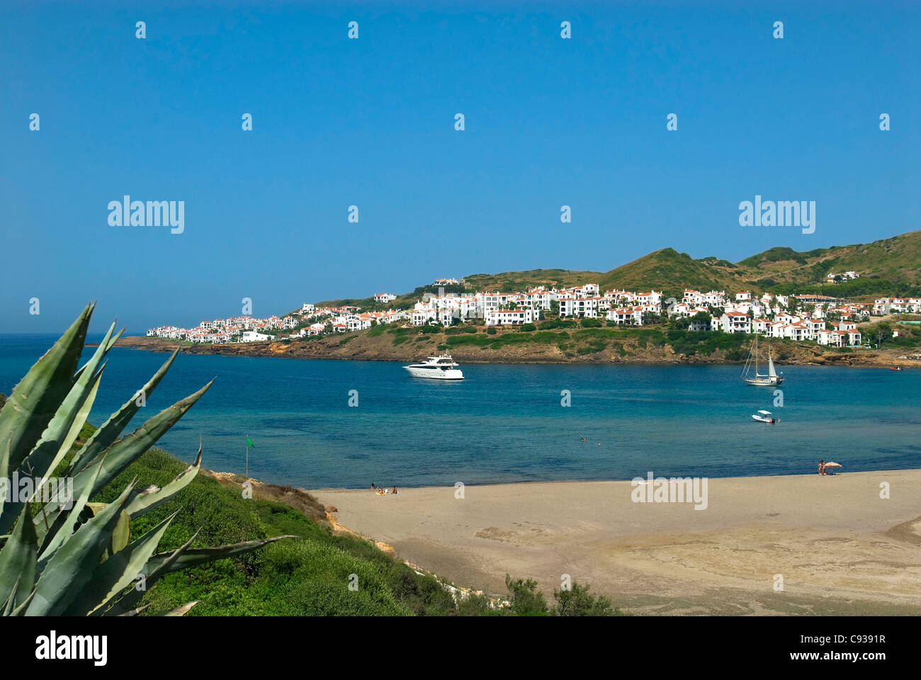 Beach at Cala Tirant, Fornells, Menorca, Balearics, Spain Stock Photo ...