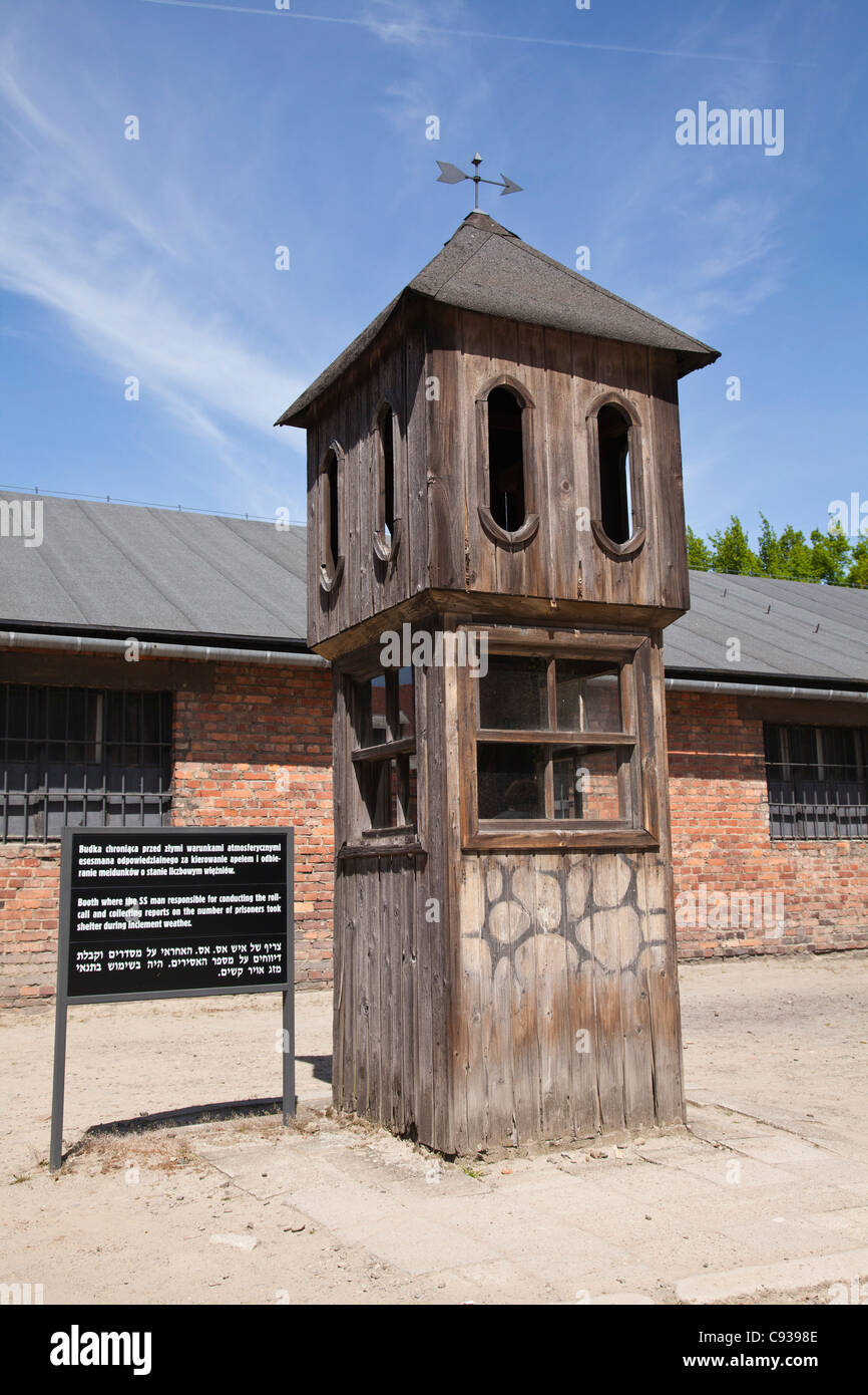 Poland, Oswiecim, Auschwitz I concentration camp. The booth from where ...