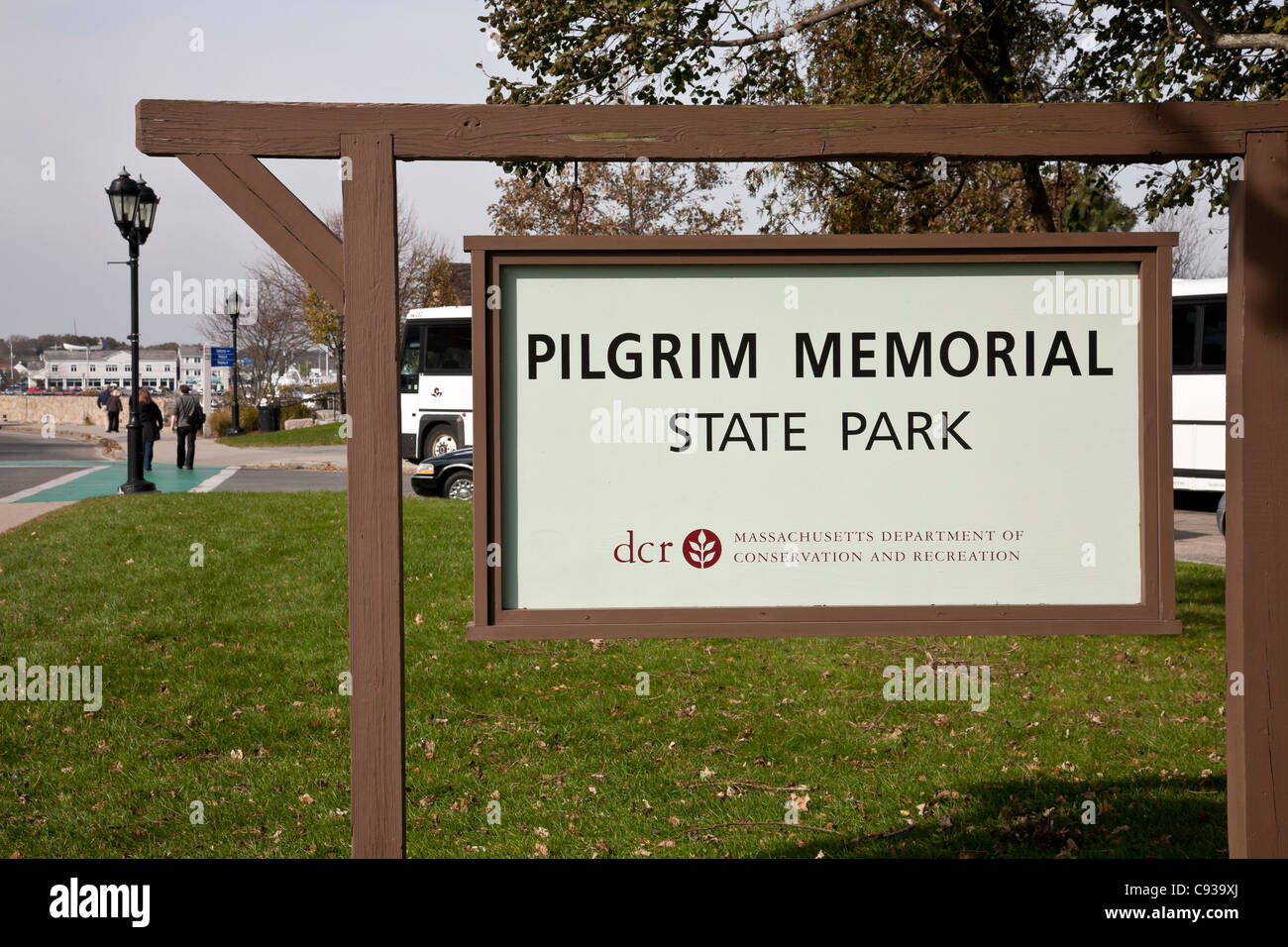 Pilgrim Memorial State Park Sign, Plymouth, MA Stock Photo - Alamy