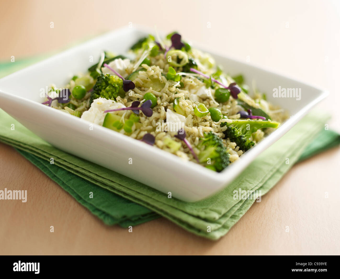 feta and broccoli rice salad Stock Photo - Alamy