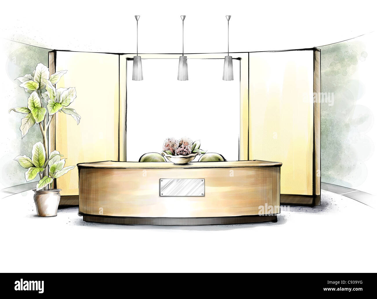 Reception desk potted plant Cut Out Stock Images & Pictures - Alamy