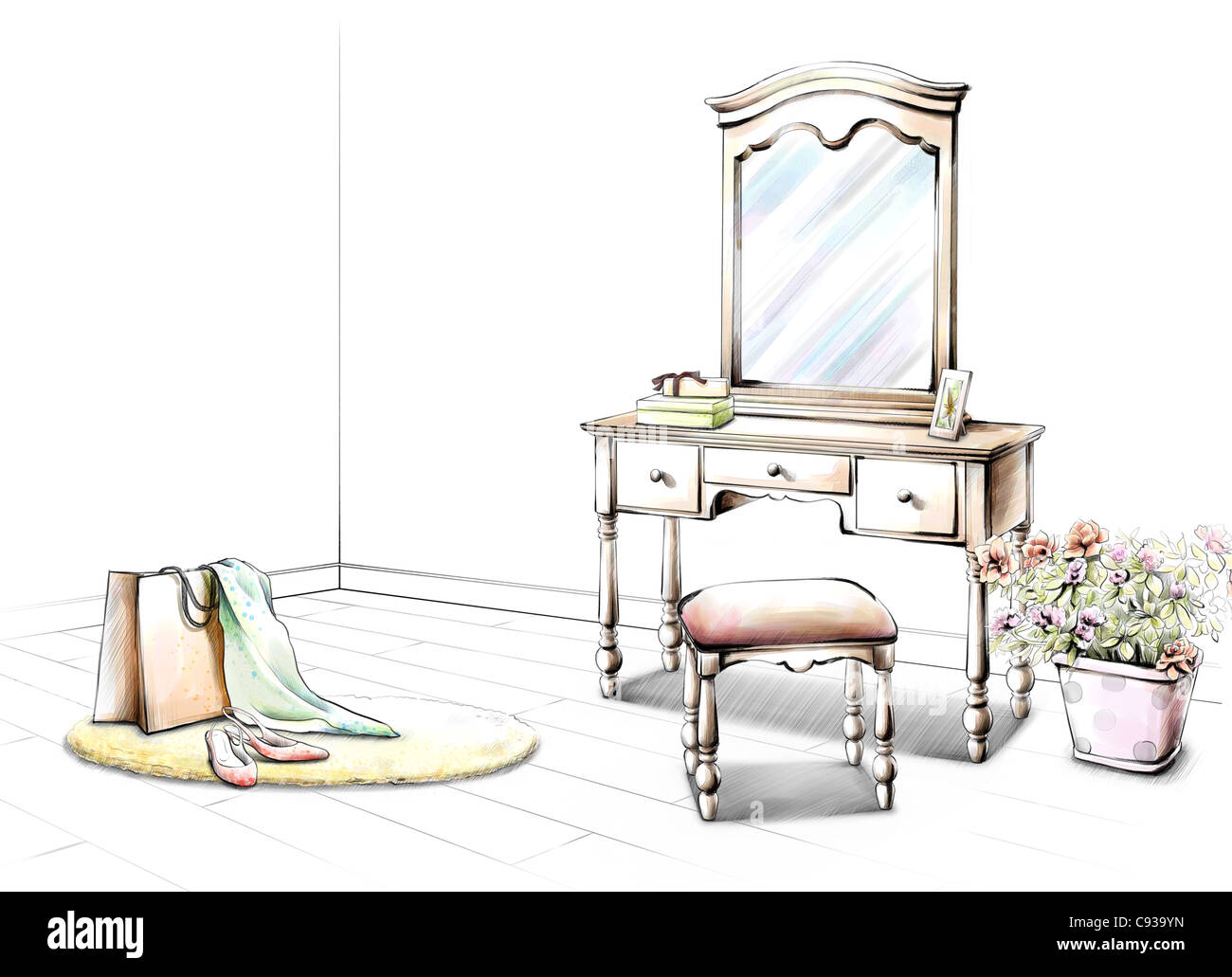 Dressing table bedroom Cut Out Stock Images & Pictures - Alamy
