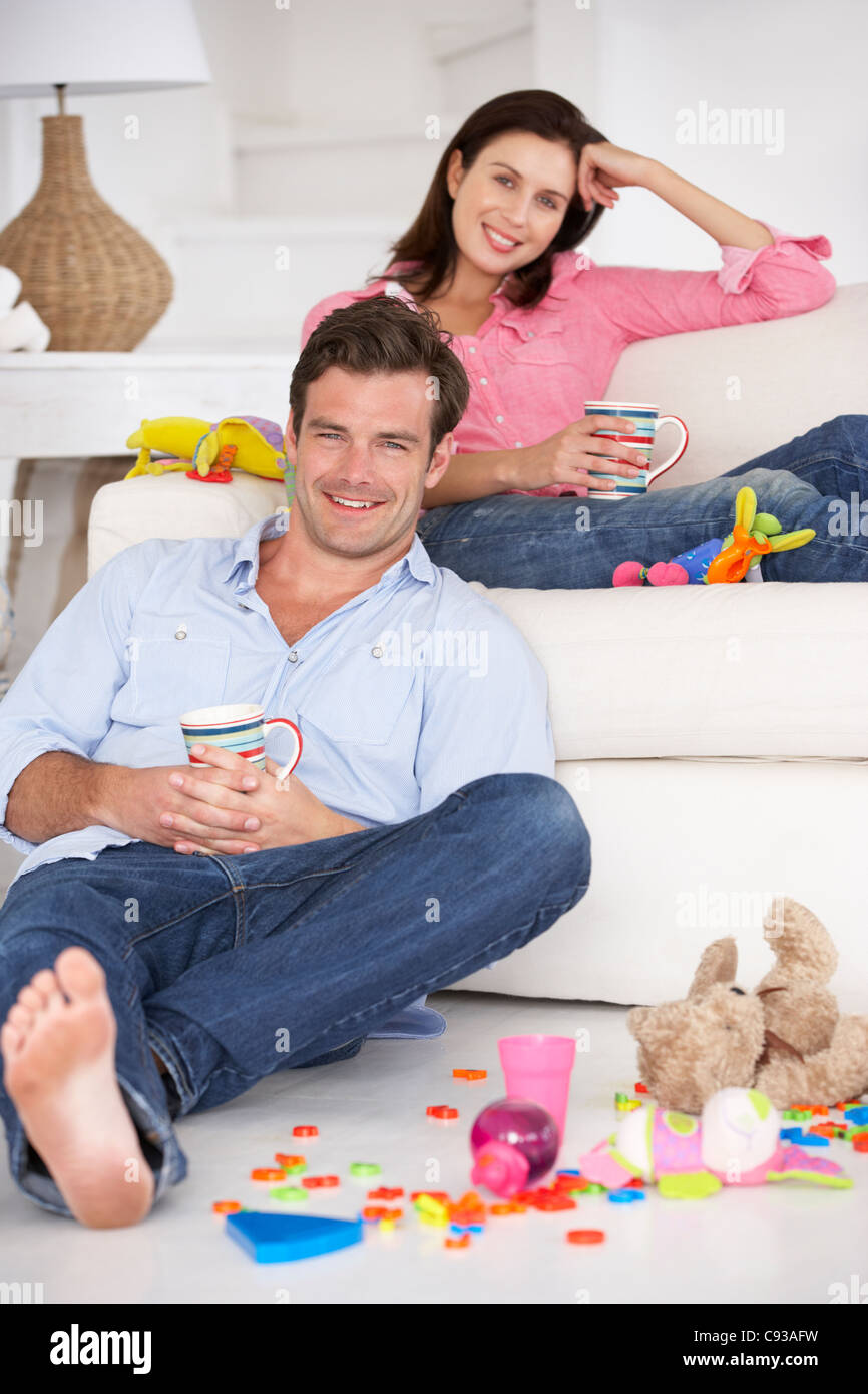 Parents enjoying a rest Stock Photo - Alamy