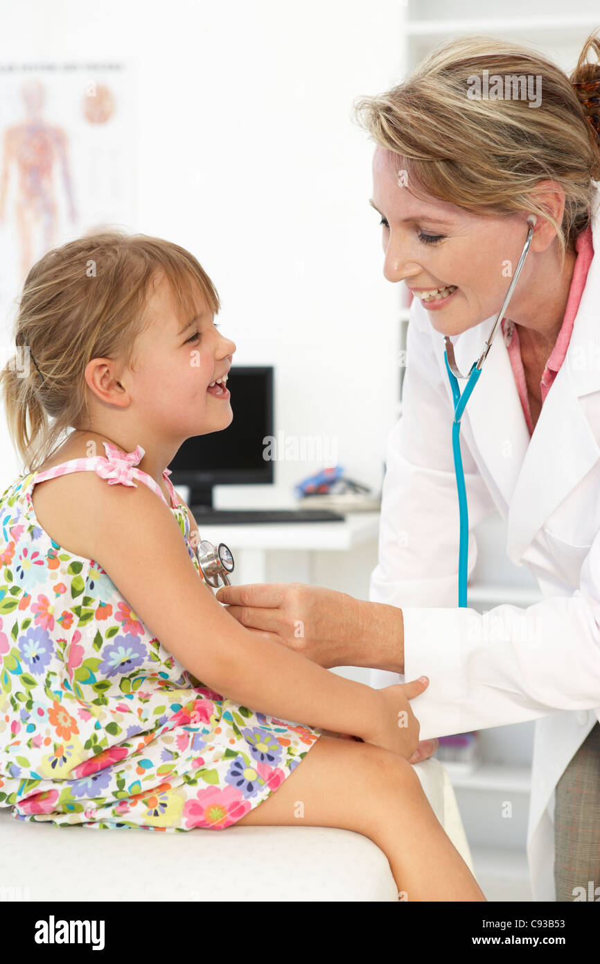 Female doctor examining child Stock Photo - Alamy