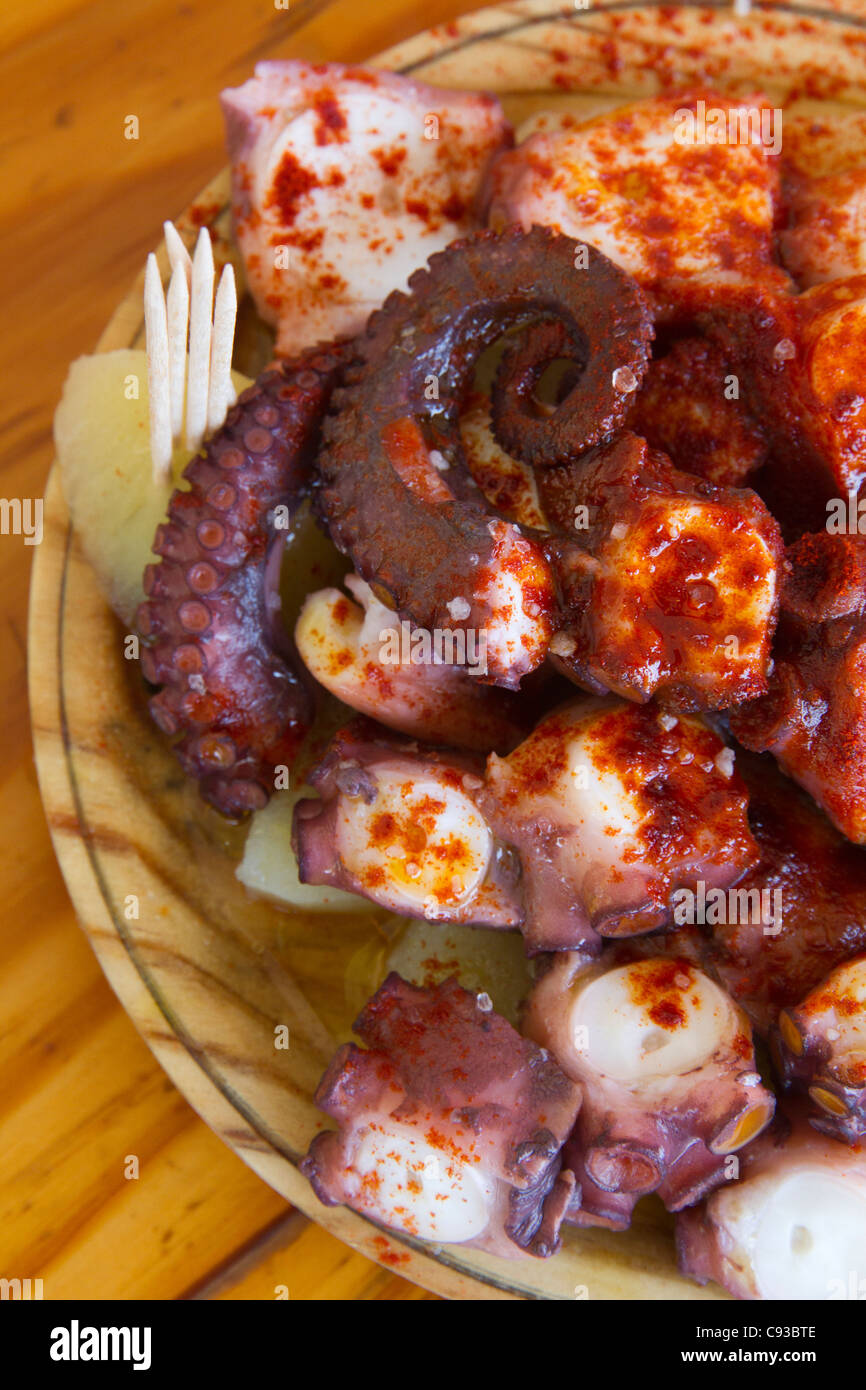 Spanish Tapas Galician style octopus "Pulpo a la Gallega", Galicia ...