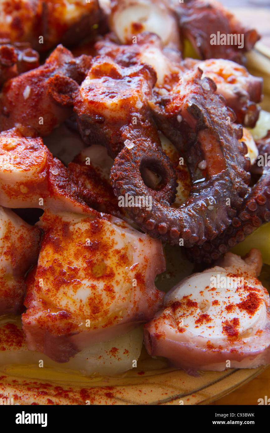 Spanish Tapas Galician style octopus "Pulpo a la Gallega" , Galicia ...