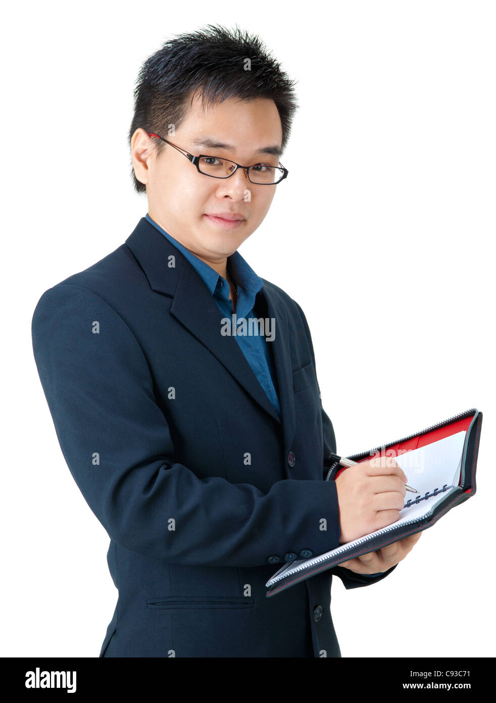 Asian Executive with his diary Stock Photo - Alamy