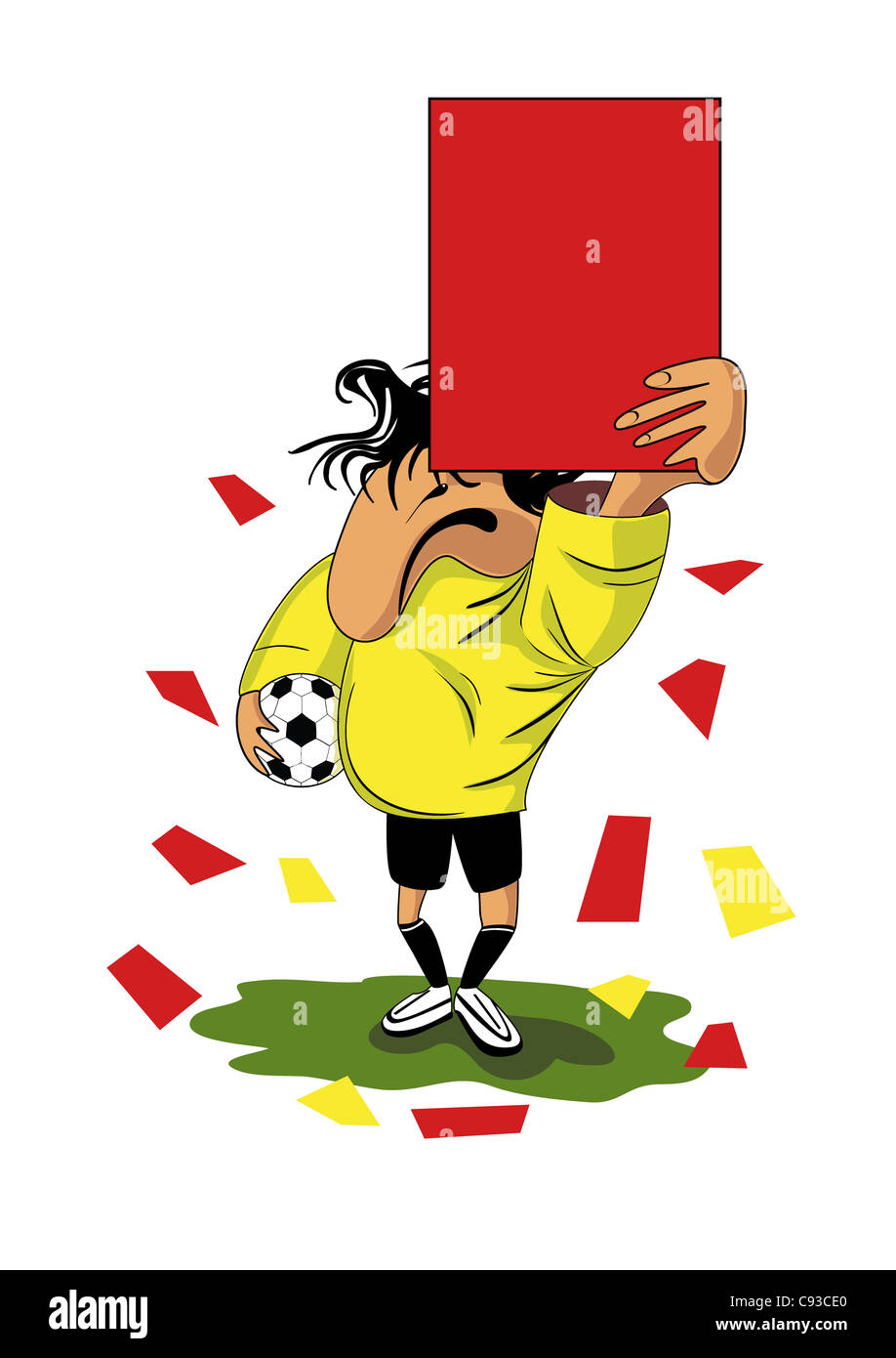 The football (soccer) referee shows a red card Stock Photo - Alamy