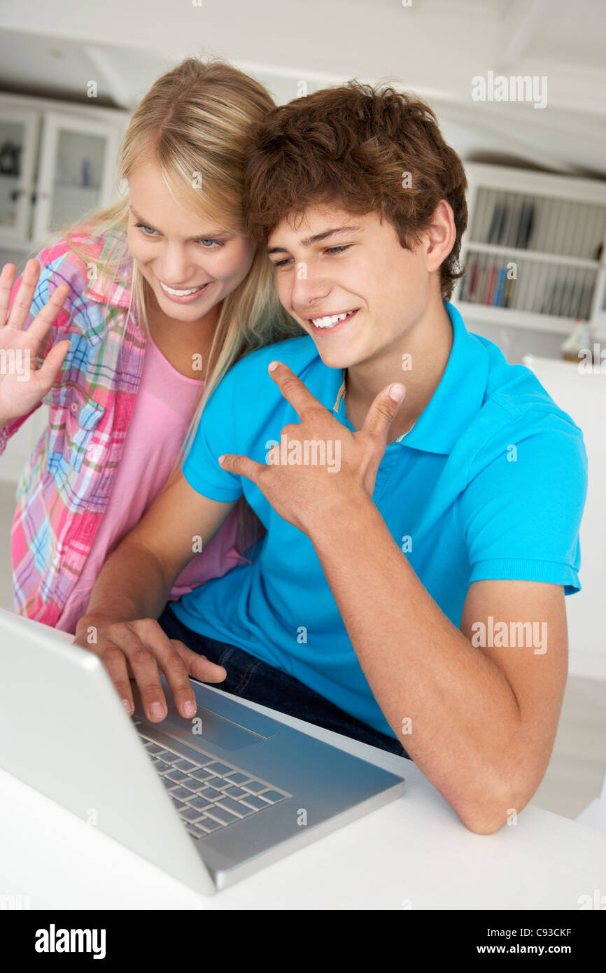 Teenage boy computer games laptop home hi-res stock photography and ...