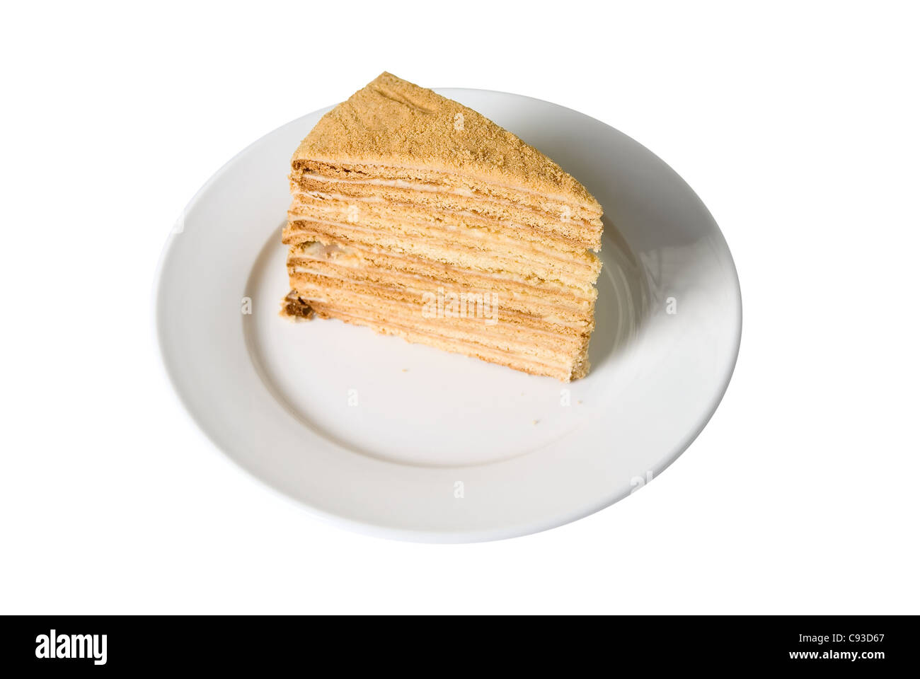 Piece of a pie at plate on white Stock Photo - Alamy