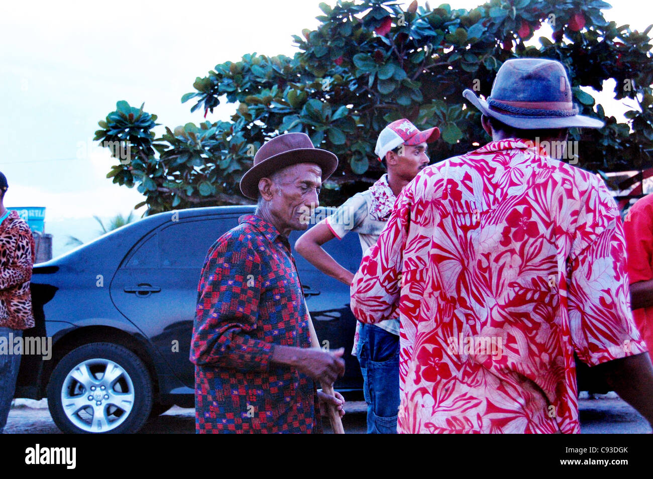 Practicing for traditional Brazilian Maracatu Rural festival Sambada ...
