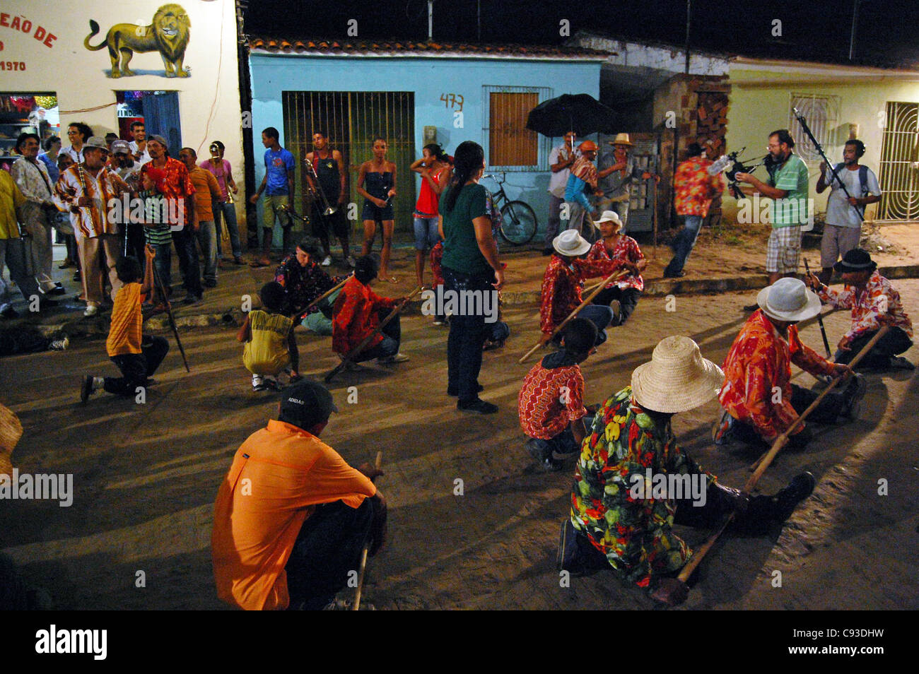 Practicing for traditional Brazilian Maracatu Rural festival Sambada ...