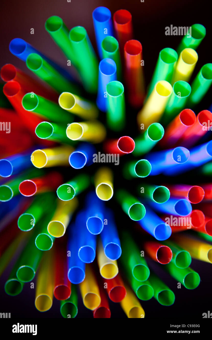 a pile of colored drinking straws Stock Photo - Alamy