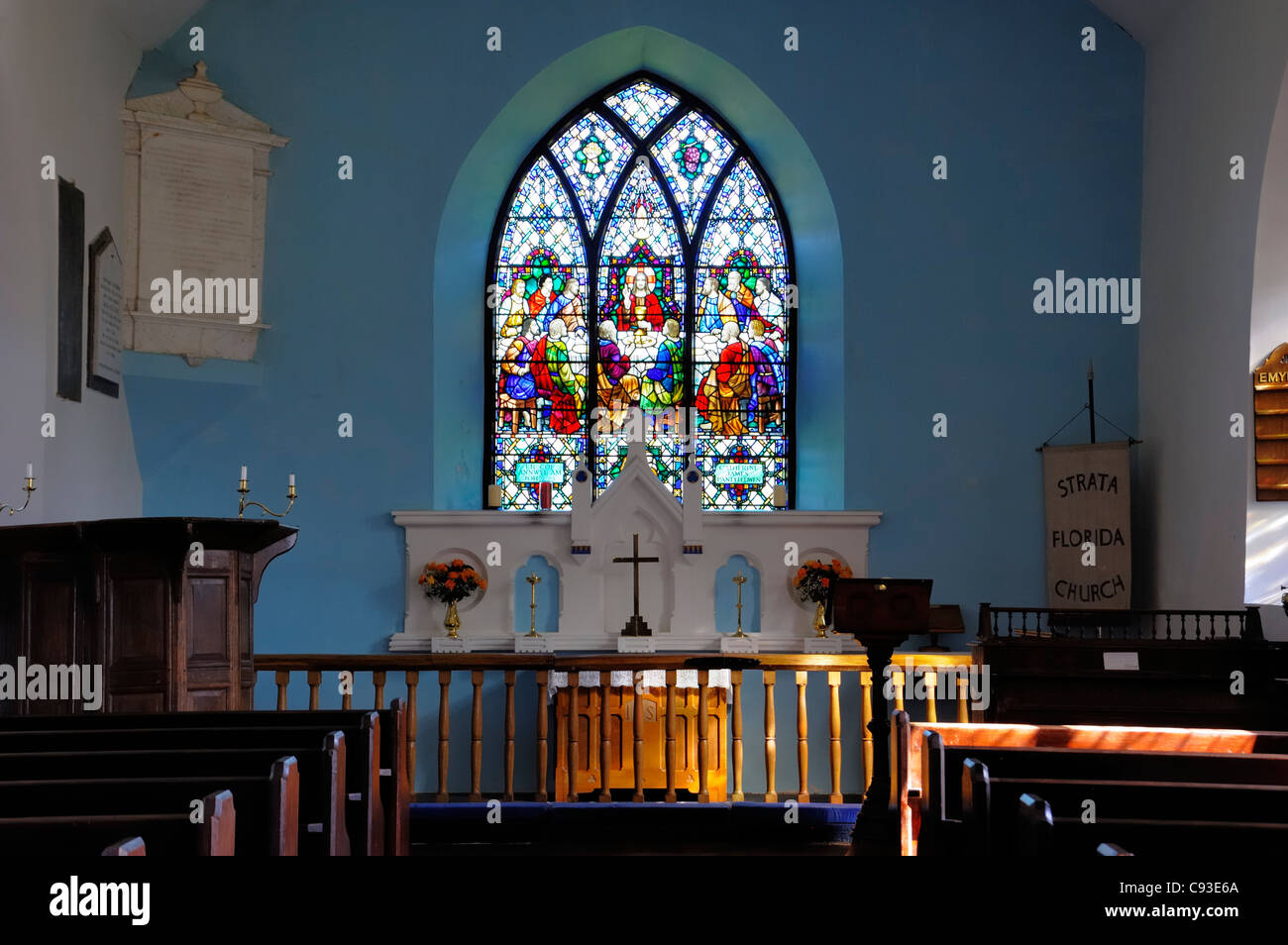 Strata Florida Parish Church of St Mary, interior Stock Photo - Alamy