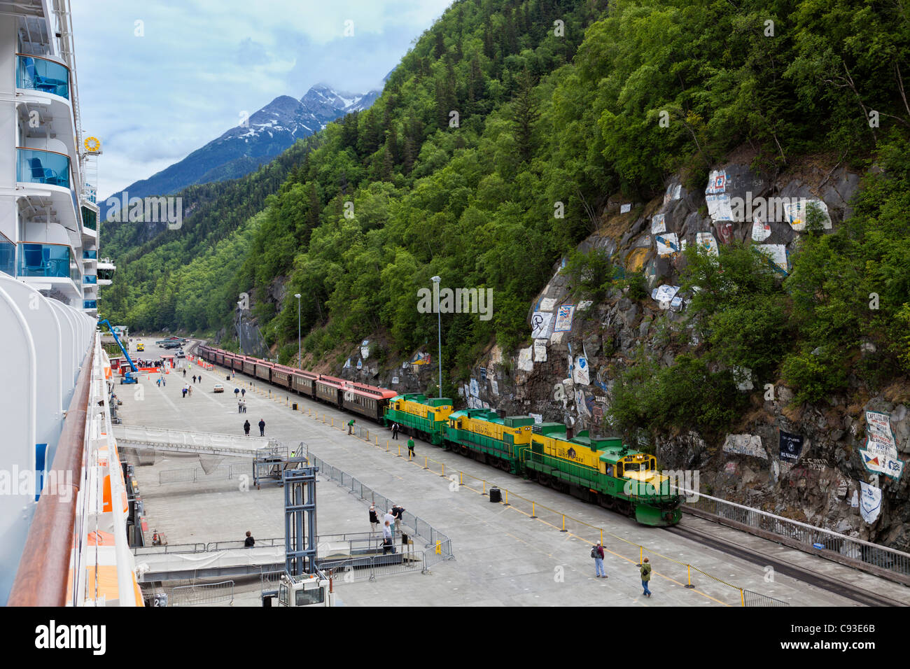 White Pass & Yukon RR meets cruise ship in Skagway, Alaska for tour to ...