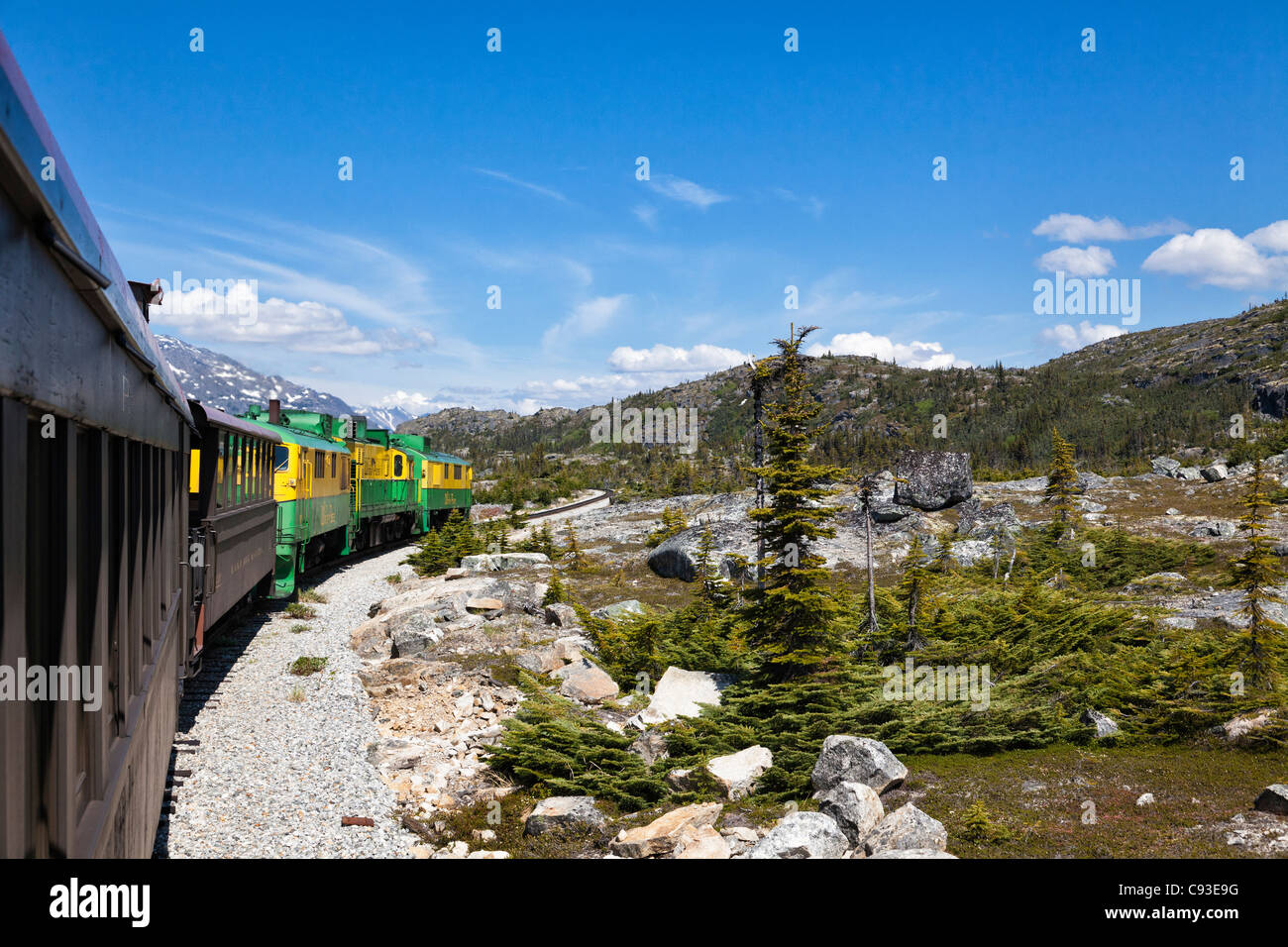 White Pass and Yukon Railroad en route from Skagway Alaska to Fraser ...