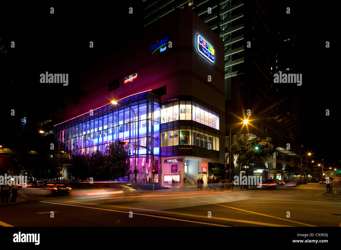 Funan Centre - exterior night Stock Photo - Alamy
