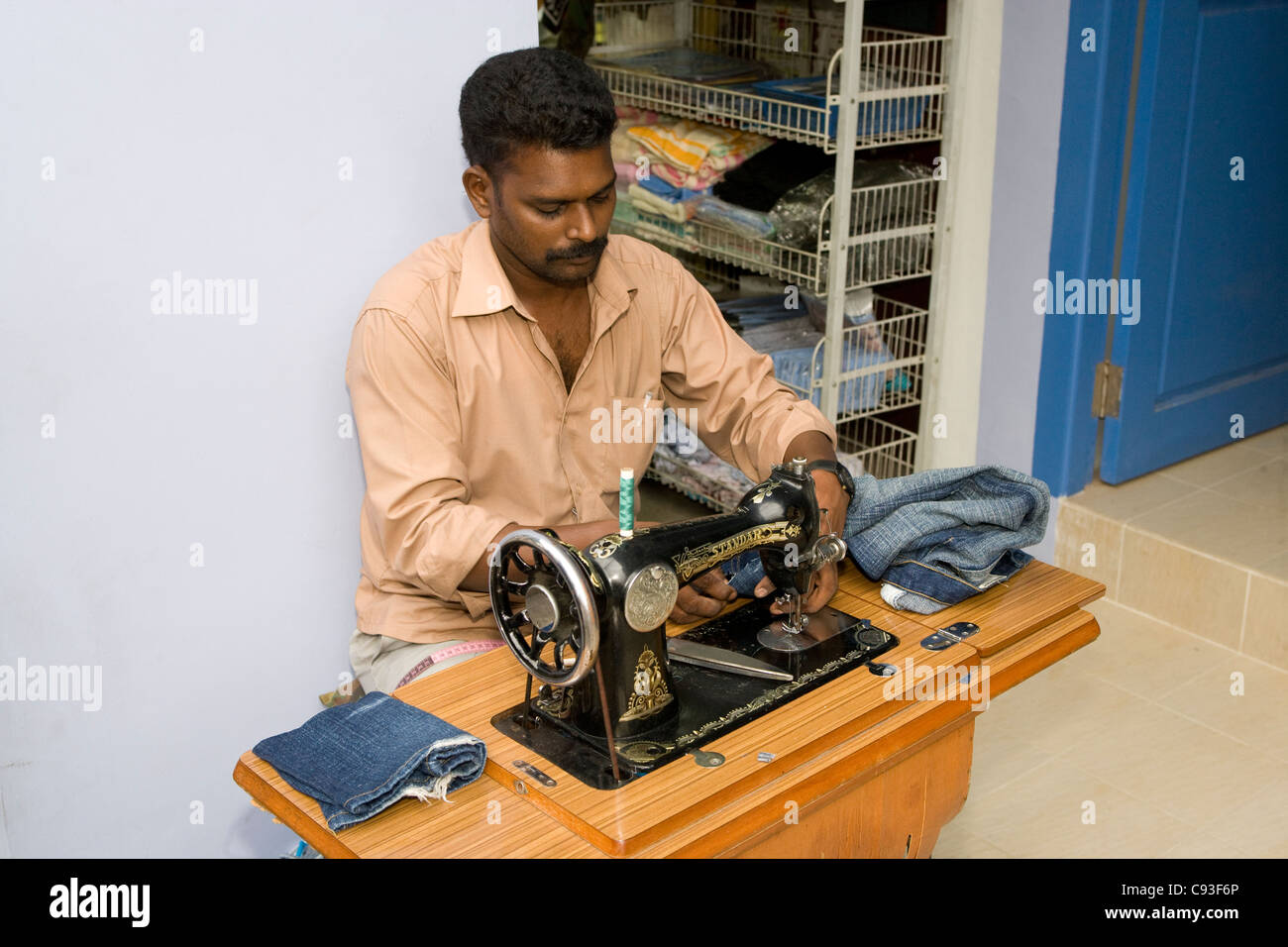 Little India: street tailor Stock Photo - Alamy
