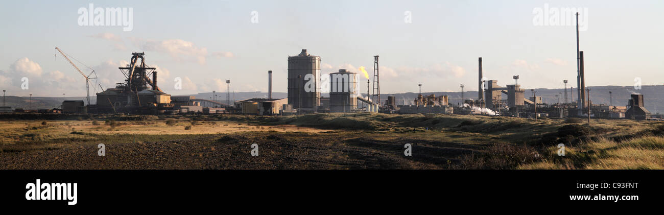 Panoramic view of iron works plant on the east coast at Redcar Stock ...