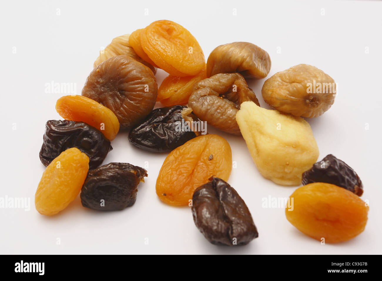 dry fruits on the white background Stock Photo - Alamy