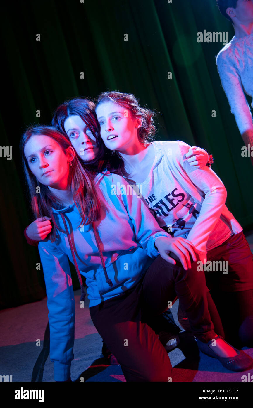 Teenagers in a youth theatre drama improvisation workshop, UK Stock ...