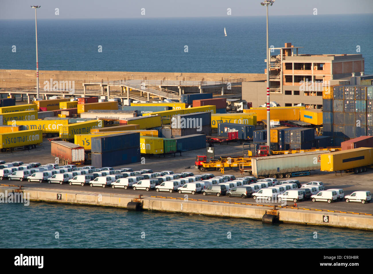 Shipping dockside port of Barcelona Catalonia Spain Europe Stock Photo ...