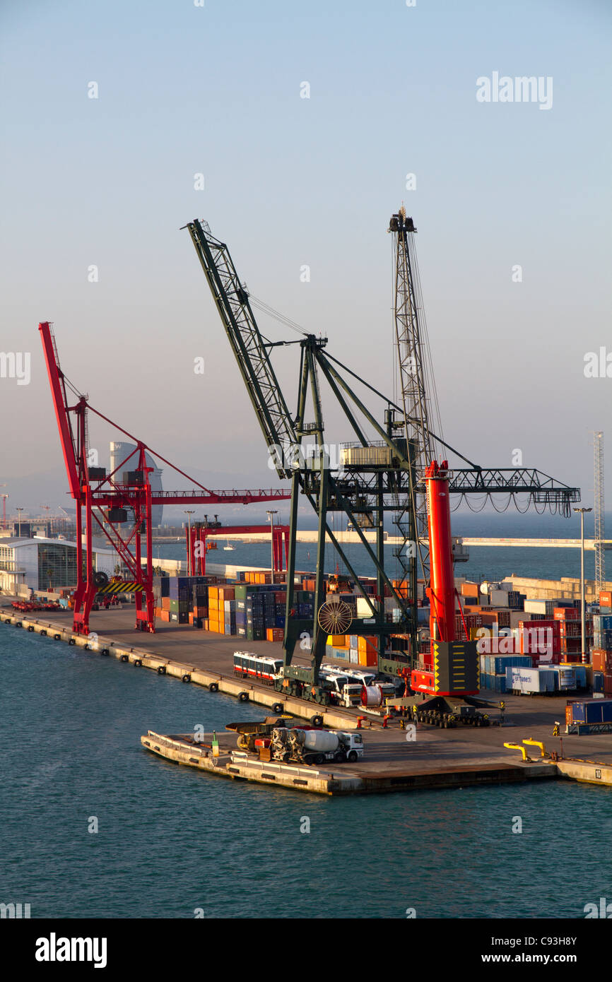 Shipping dockside port of Barcelona Catalonia Spain Europe Stock Photo ...