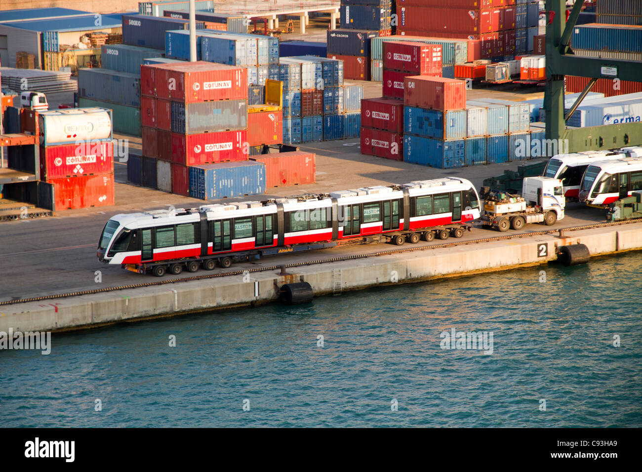 Shipping dockside port of Barcelona Catalonia Spain Europe Stock Photo ...