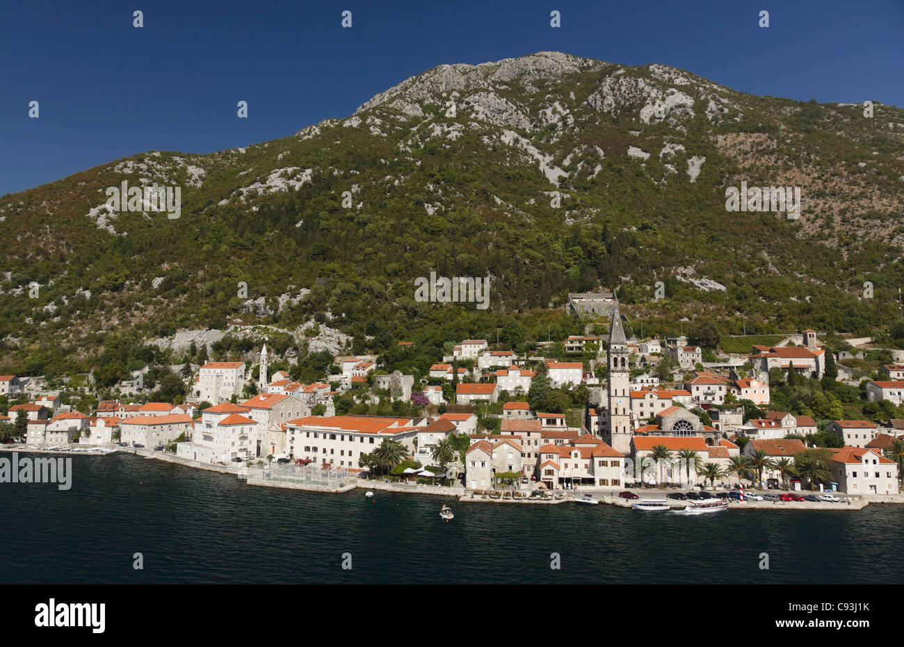 Montenegro - Kotor. The district of Dobrota north of the town, with St ...