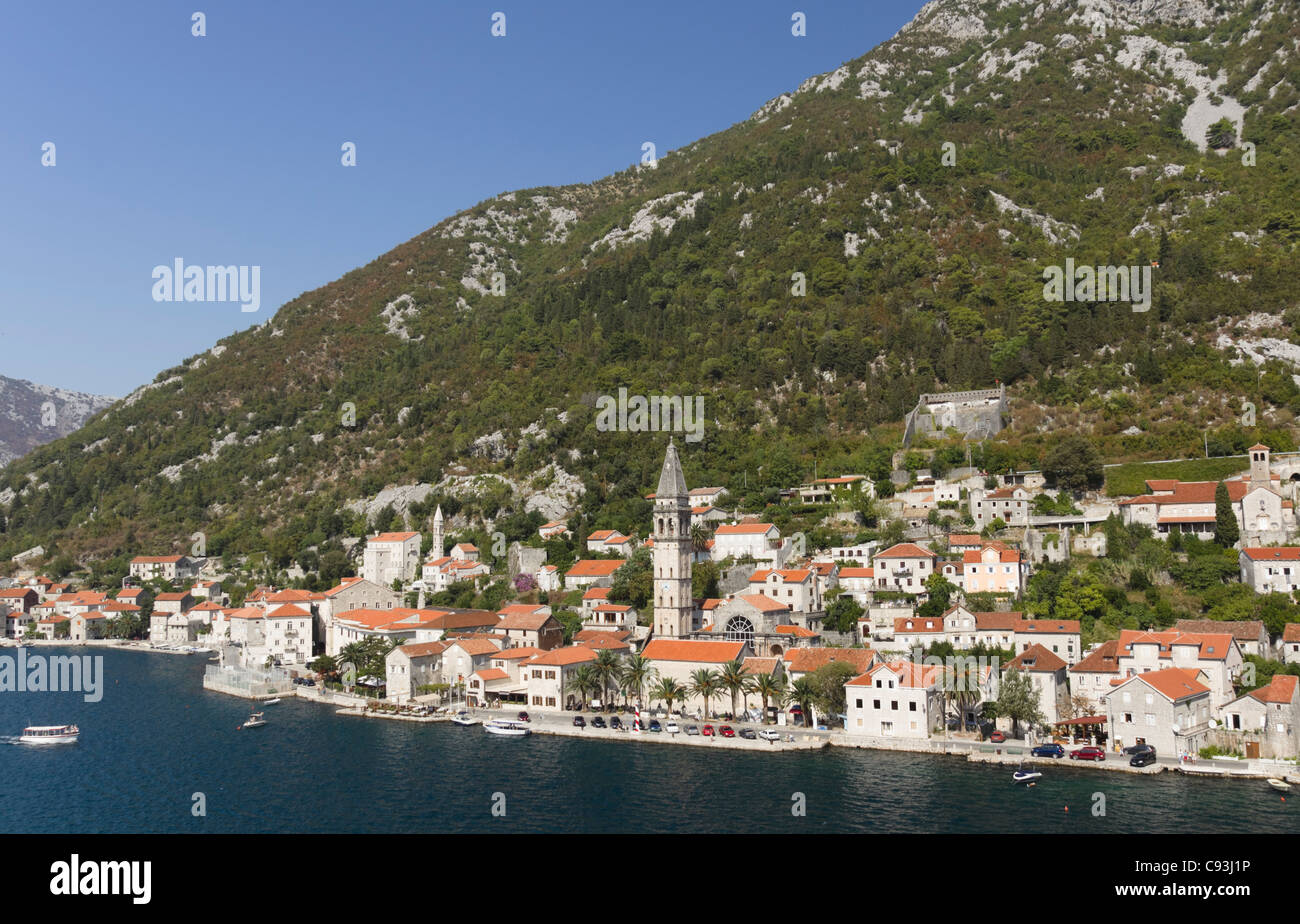 Montenegro - Kotor. The district of Dobrota north of the town, with St ...