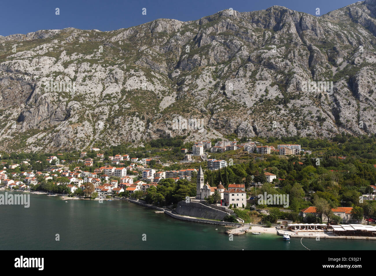 Montenegro - Kotor. The district of Dobrota north of the town, with St ...
