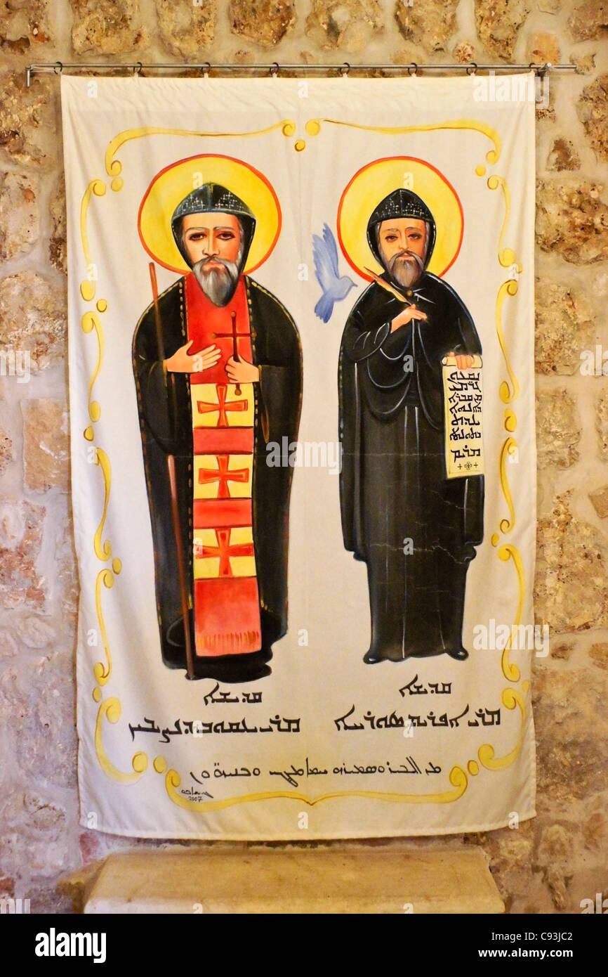 Wall hanging of Syriac-Jacobite priests, Deyrulumur Monastery, Midyat ...