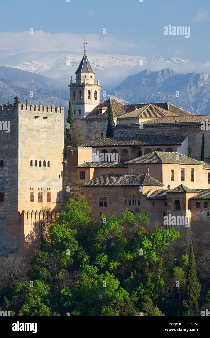 famous view of the Alhambra in Granada, the bottom of the image shows ...