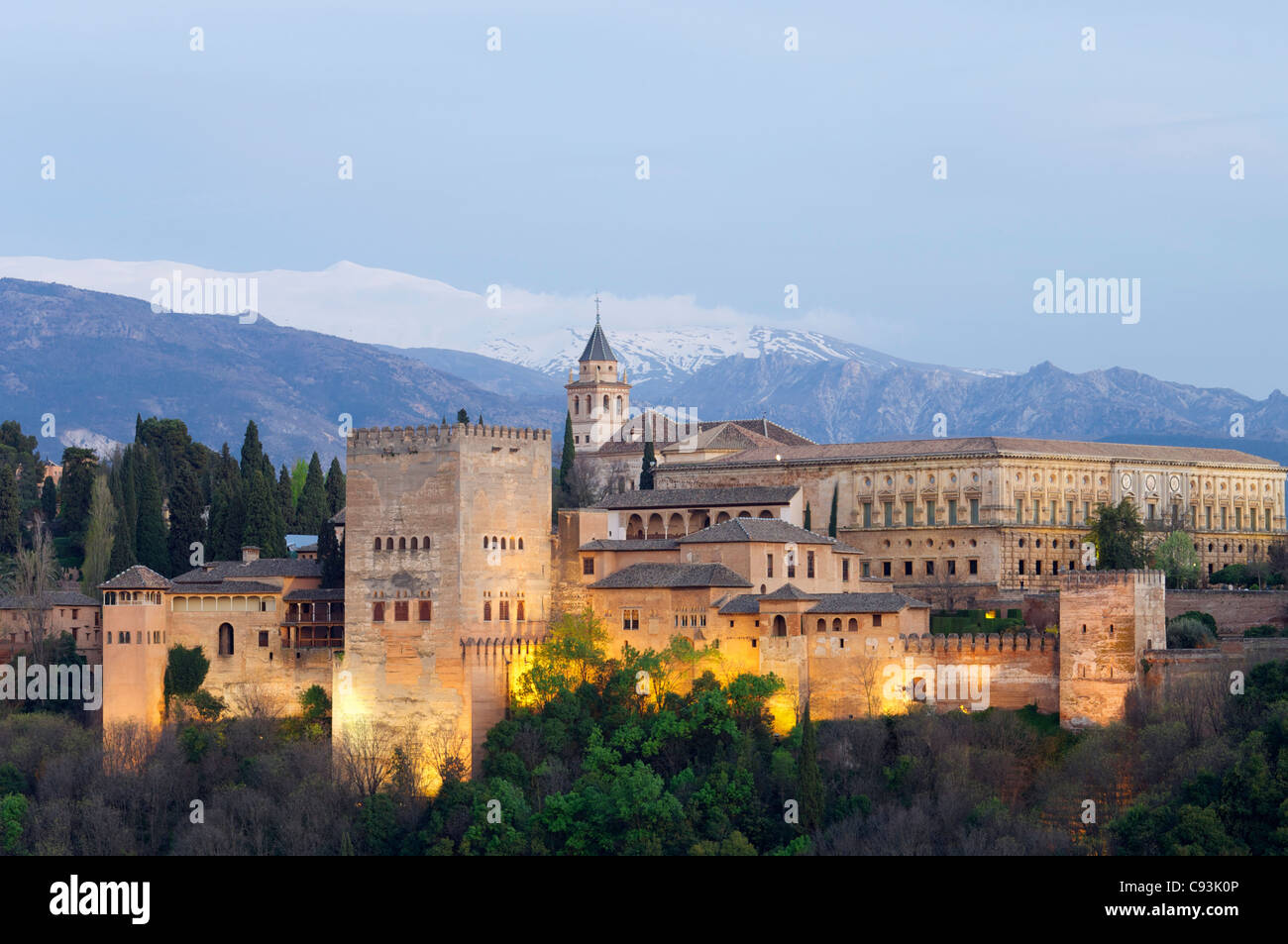 famous view of the Alhambra in Granada, the bottom of the image shows ...